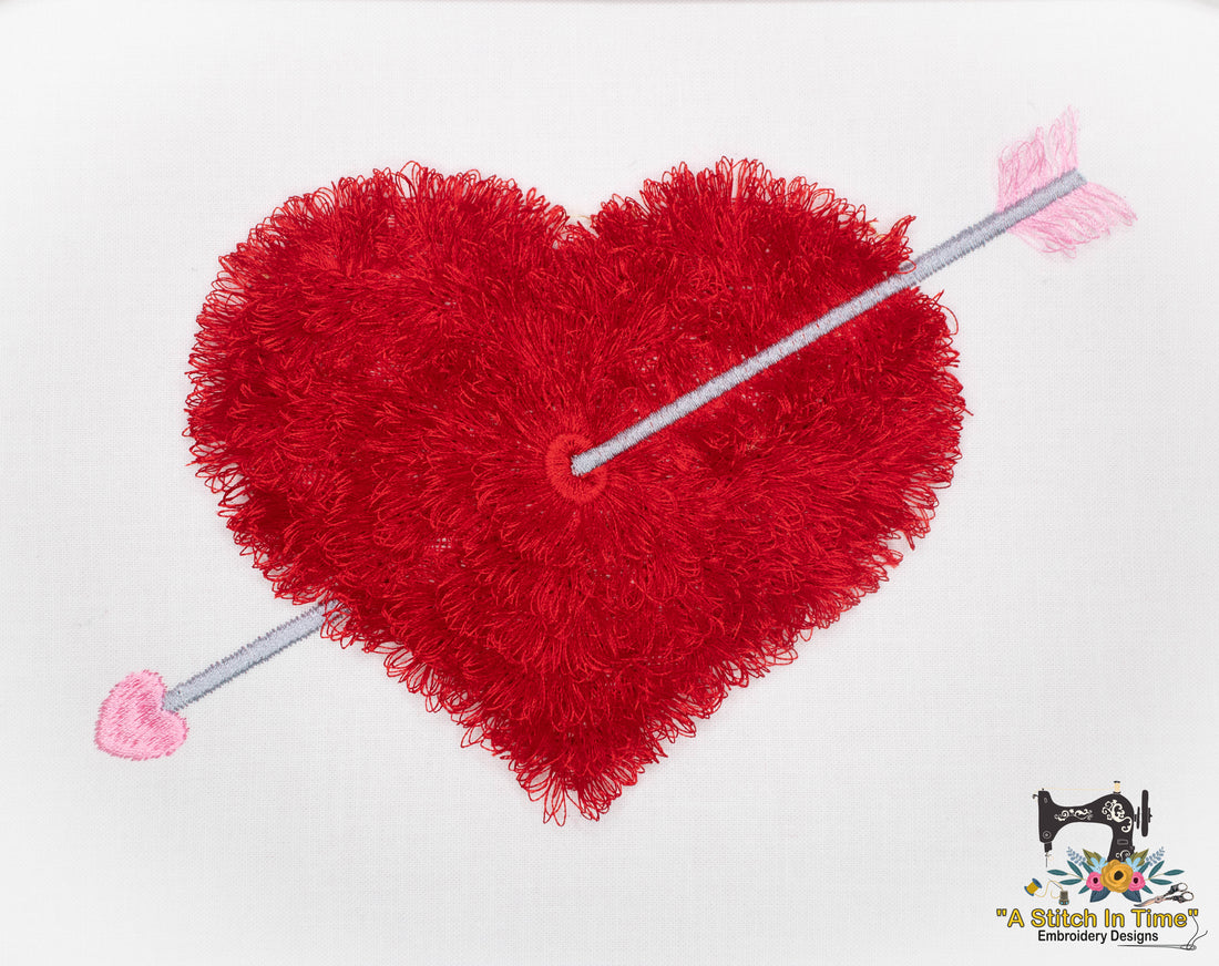 Fringe Heart with Arrow| A Stitch in Time Embroidery Designs
