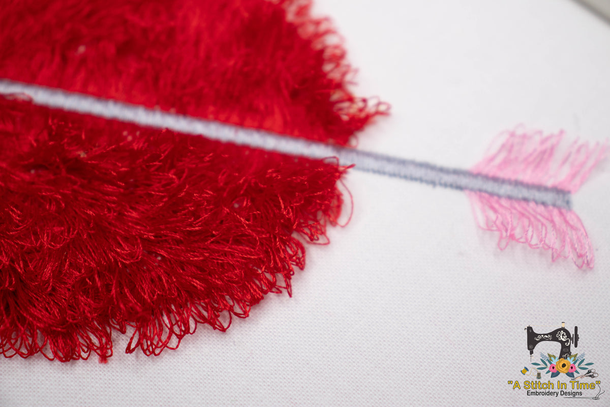 Fringe Heart with Arrow| A Stitch in Time Embroidery Designs