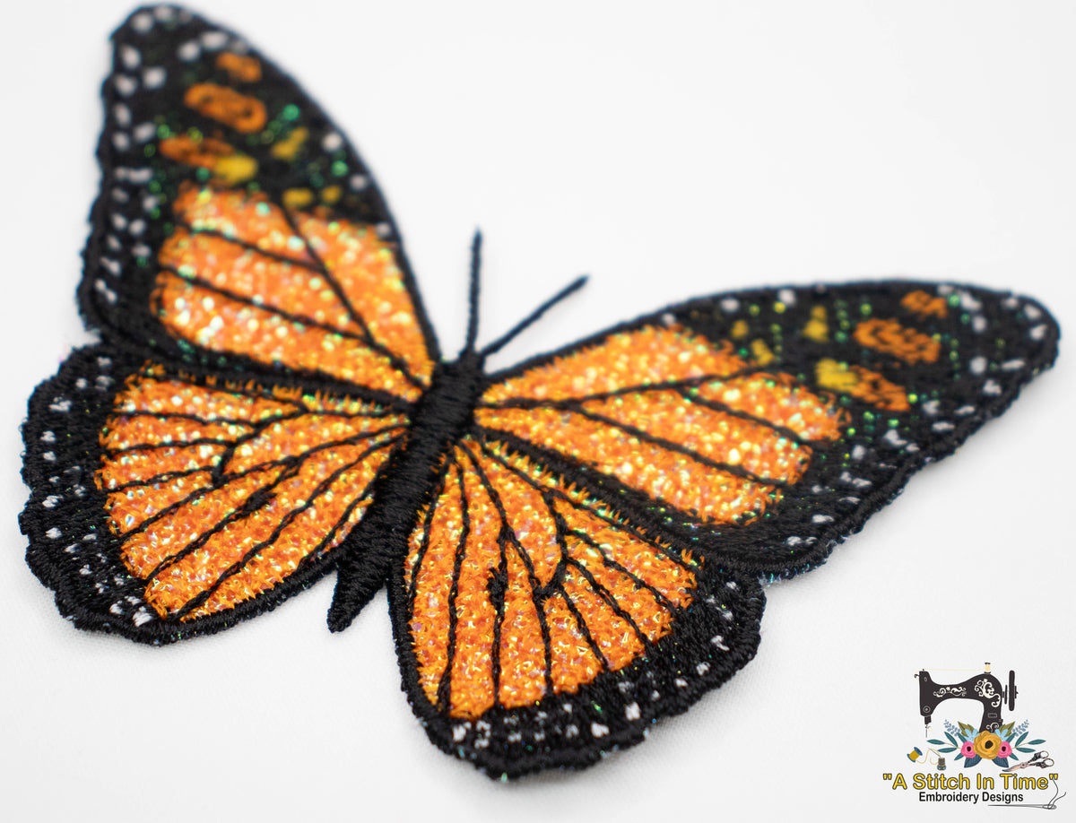 FSL & Mylar Monarch Butterfly| A Stitch in Time Embroidery Designs