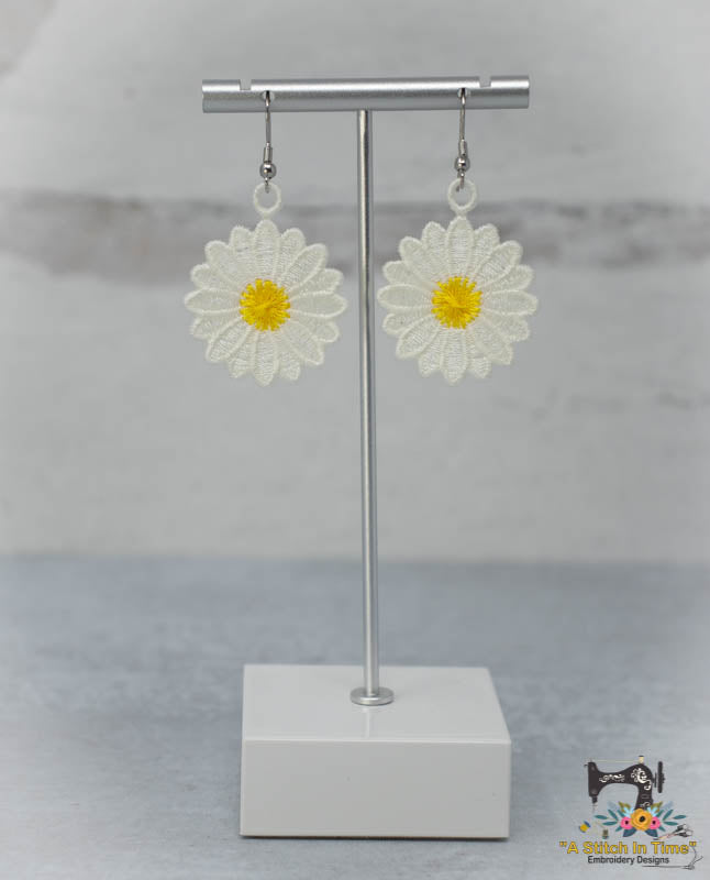 FSL Daisy Earrings| A Stitch in Time Embroidery Designs