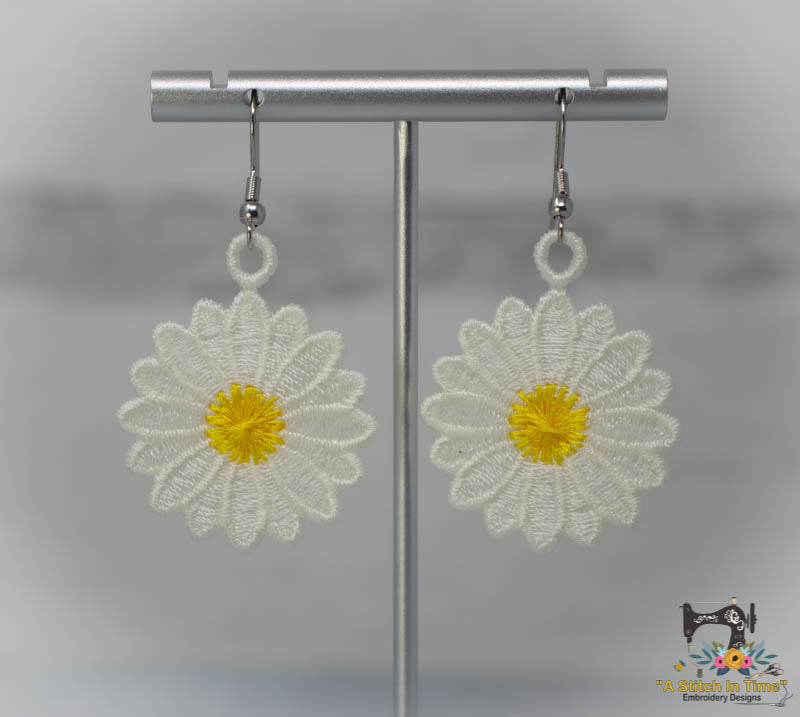 FSL Daisy Earrings| A Stitch in Time Embroidery Designs