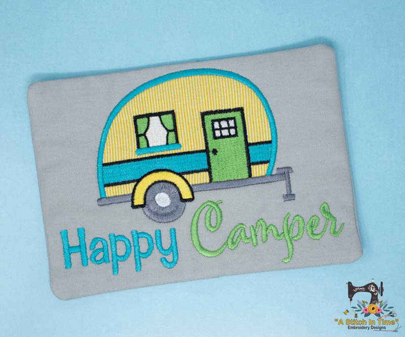 ITH Happy Camper Mug Rug| A Stitch in Time Embroidery Designs